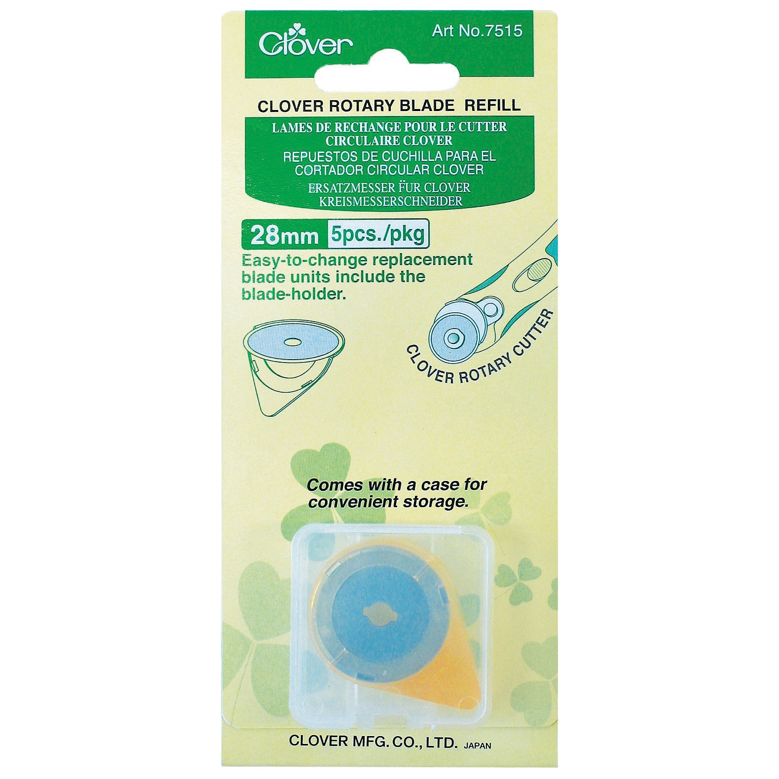 Clover Rotary Blades: Refill Pack: 45mm x 5 - Rotary Cutter | Fabriques