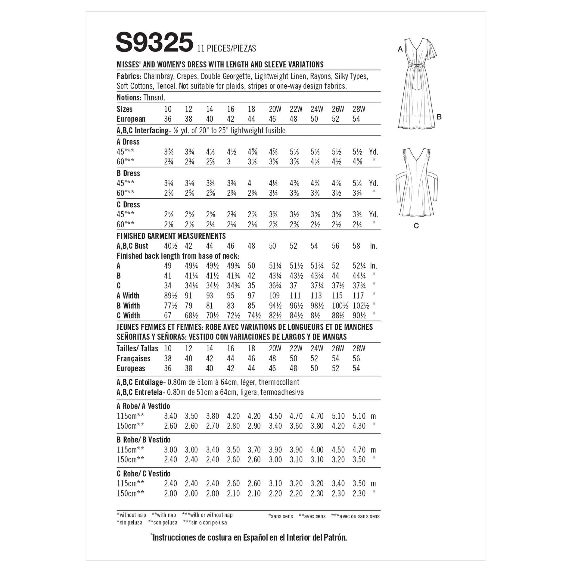 Simplicity Sewing Pattern S9325 Misses' and Women's Dress with Length ...