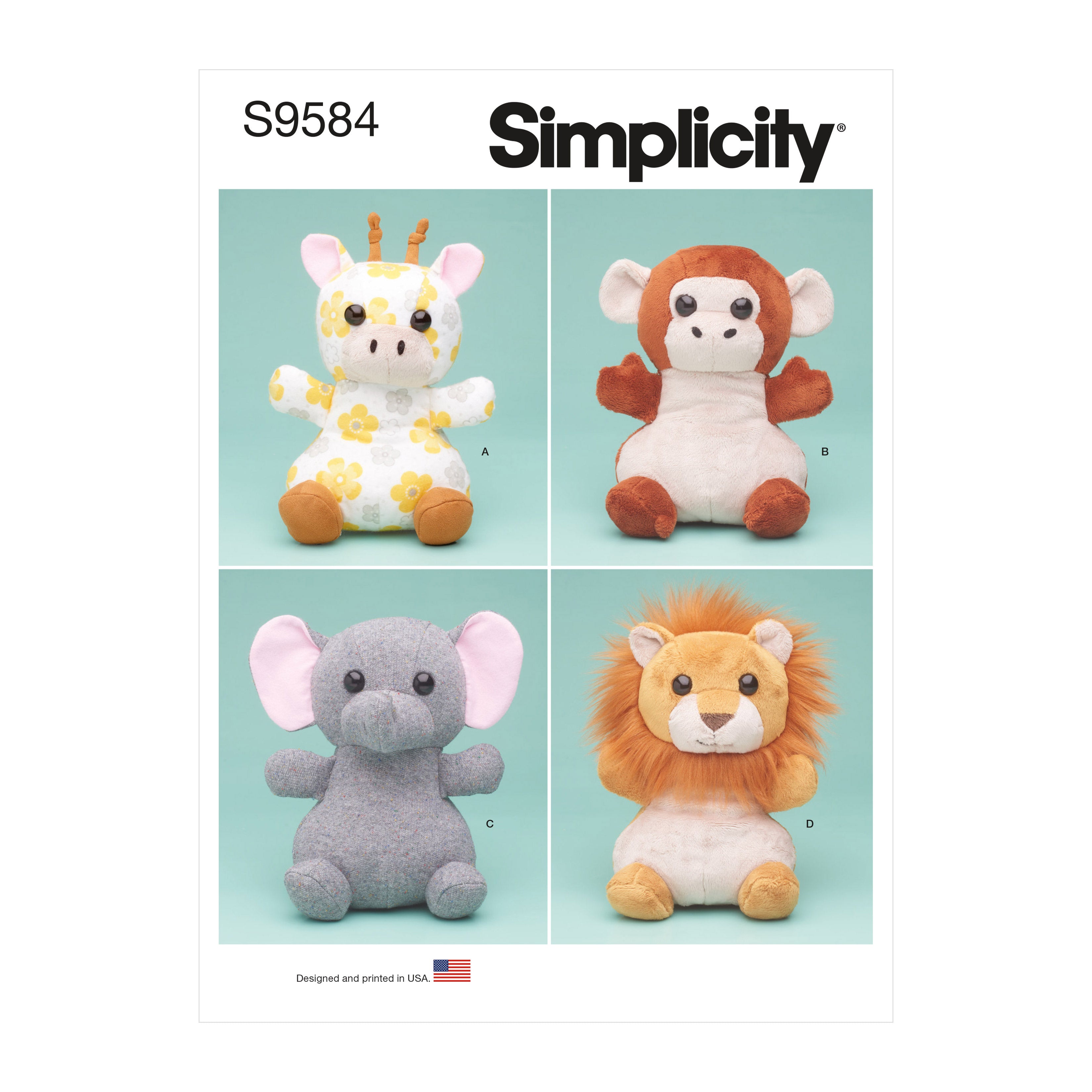Simplicity Sewing Pattern S9584 PLUSH ANIMALS | Fabriques