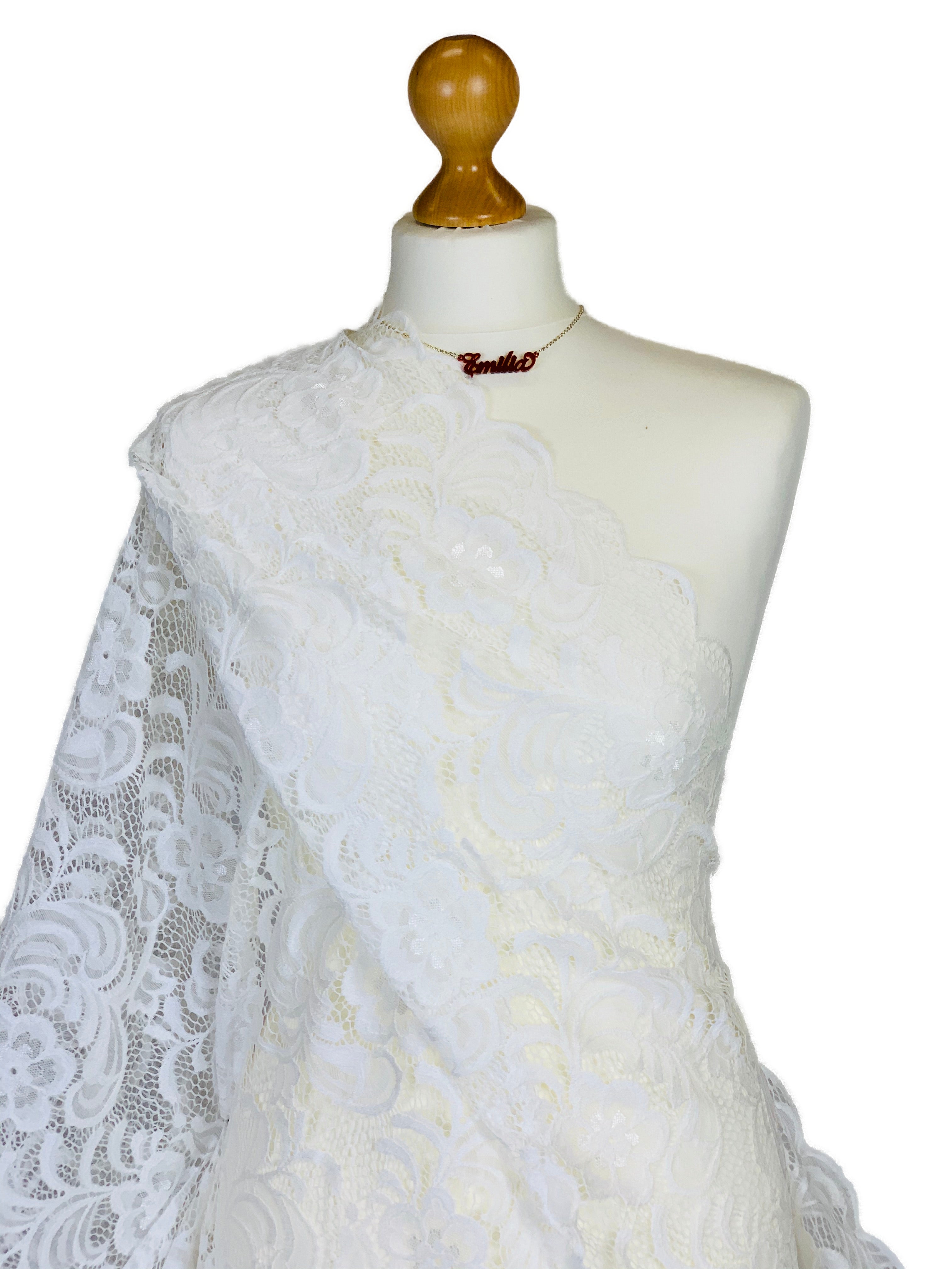 Crochet Floral Lace Fabric - Scalloped Edge Dressmaking Fab. | Fabriques