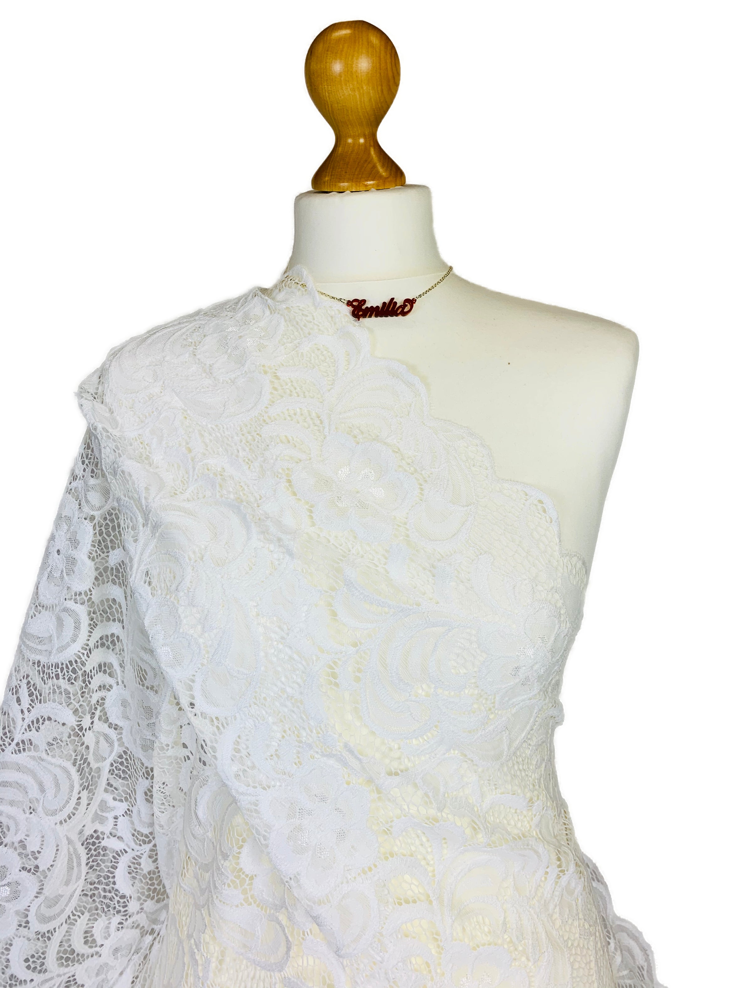 Crochet Floral Lace Fabric - Scalloped Edge Dressmaking Fab. | Fabriques